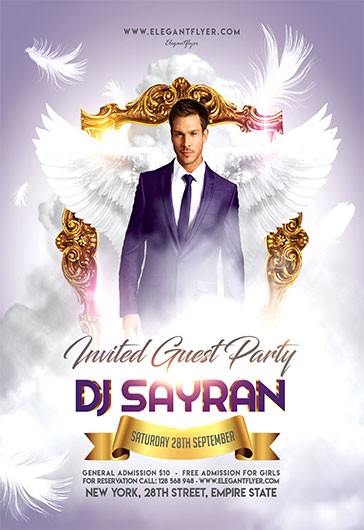 White Aesthetic Invited Guest Party Premium Flyer Template PSD | by ...