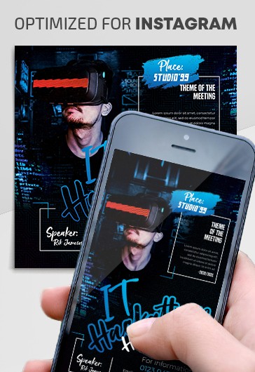 Black Dark IT Hackathon Premium Social Media Template PSD | by Elegantflyer