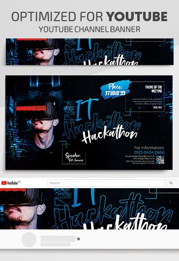 Black Modern IT Hackathon Youtube Premium Social Media Template PSD ...