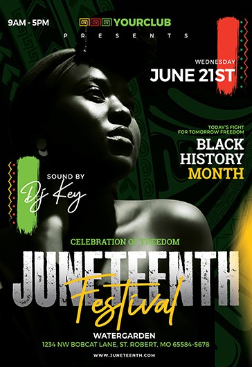 Black Dark Juneteenth Free Flyer Template PSD | by Elegantflyer