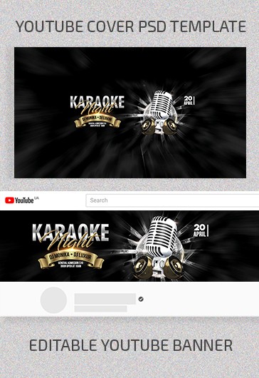 Karaoke Night – Free Youtube Channel banner PSD Template - 10022485 ...