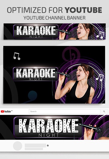 Black Simple Karaoke Night Youtube Free Social Media Template PSD | by ...