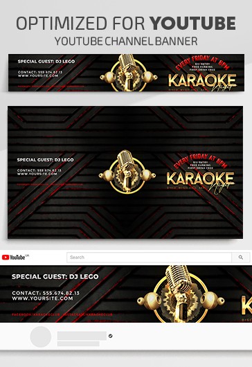 Karaoke Night - Free Youtube Channel banner PSD Template - 10028056 ...