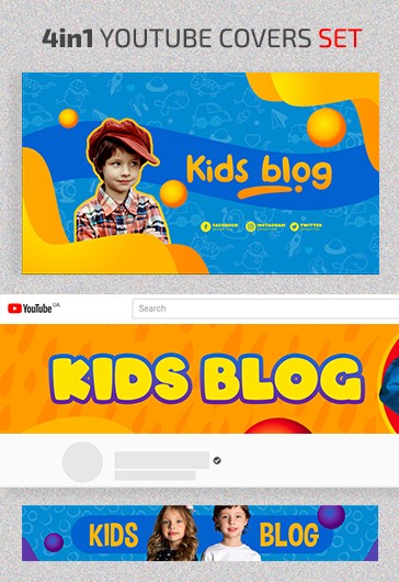 Yellow Colorful Kids Channel YouTube Free Social Media Template PSD ...