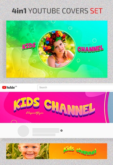 Green Creative Kids Channel Youtube Premium Social Media Template PSD ...