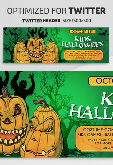 Kids Halloween - Free Twitter Header PSD Template - 10031265 | by ...