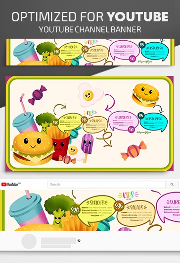 Yellow Creative Kids Menu Youtube Premium Social Media Template PSD ...