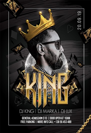 Black and Gold Luxury King Party Premium Flyer Template PSD | by ...