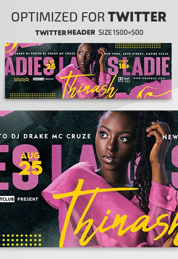 Ladies Night - Free Twitter Header PSD Template - 10030577 | by ...
