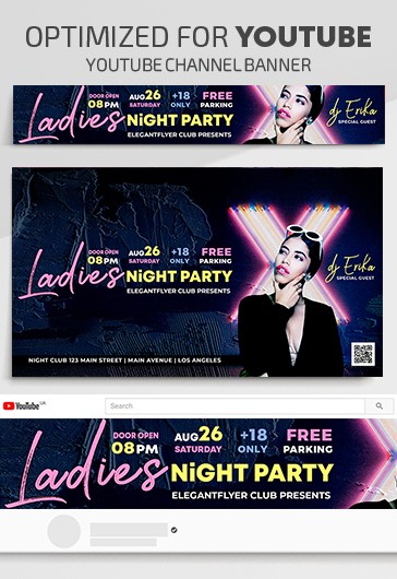 Ladies Night - Free Youtube Channel banner PSD Template - 10030185 | by ...
