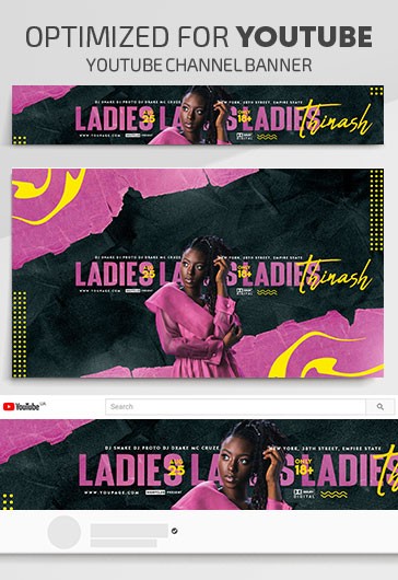Ladies Night - Free Youtube Channel banner PSD Template - 10030576 | by ...