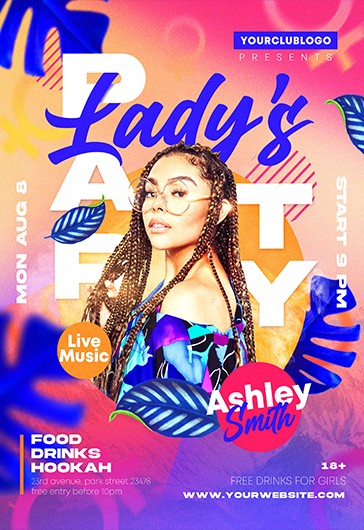Multicolor Gradient Lady's Party Premium Flyer Template PSD | by ...