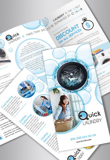 Blue Creative Laundry Services Premium Brochure Template PSD | by ...
