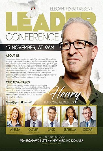 White Professional Leadership Conference Church Premium Flyer Template PSD