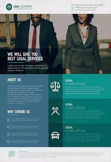 Blue Professional Legal Company Premium Flyer Template PSD | by ...
