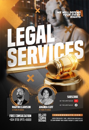 Black and Gold Aesthetic Legal Services Premium Flyer Template PSD | by ...
