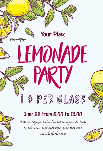 Pastel Minimalist Lemonade Premium Flyer Template PSD | by Elegantflyer