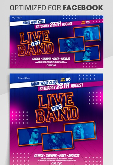Blue Creative Live Band Fest Facebook Premium Social Media Template PSD