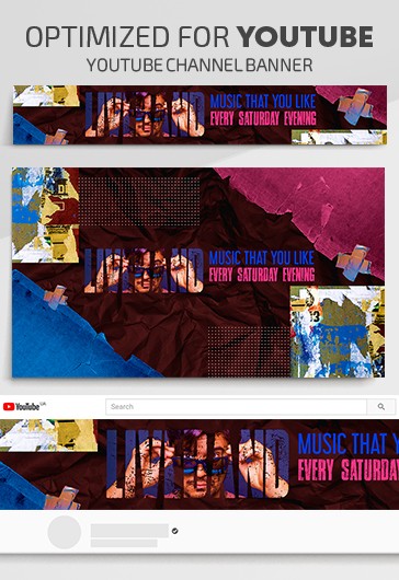 Blue Abstract Live Band Youtube Premium Social Media Template PSD | by ...