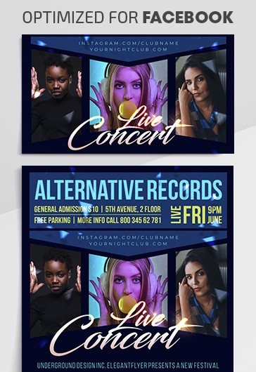 Live Concert - Free Facebook Cover Template in PSD + Post + Event cover ...