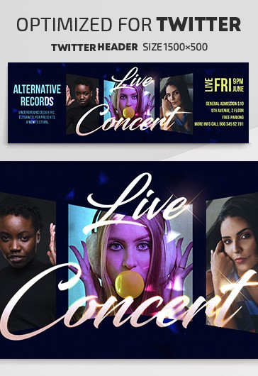 Live Concert - Free Twitter Header PSD Template - 10027404 | by ...