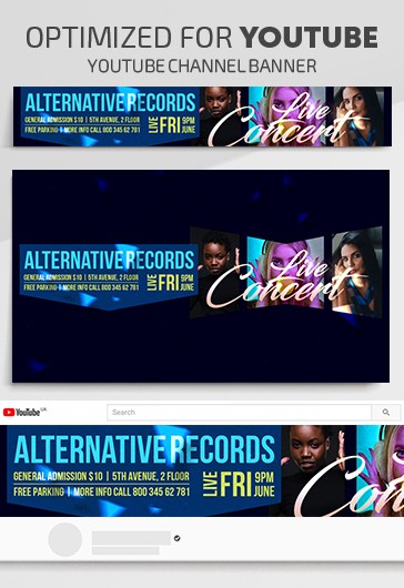 Concerto ao Vivo - Modelo gratuito de banner PSD para canal do Youtube ...