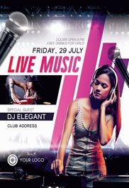 White Modern Live Music Free Flyer Template PSD | by Elegantflyer