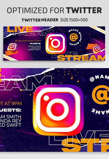 Live Stream Invitation - Free Twitter Header PSD Template - 10031900 ...