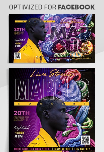 Yellow Abstract Livestream Concert Premium Social Media Template PSD ...