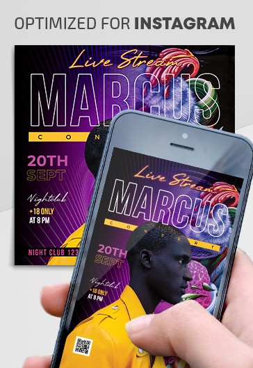 Blue Abstract Livestream Concert Premium Social Media Template PSD | by ...