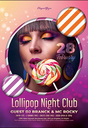 Pink Gradient Lollipop Night Club Premium Flyer Template PSD | by ...