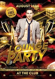 Black and Gold Luxury Lounge Party Template Premium Flyer Template PSD