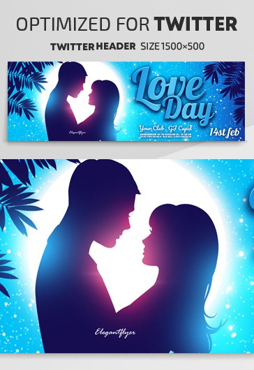 Blue Illustrated Love Day Twitter Premium Social Media Template PSD ...