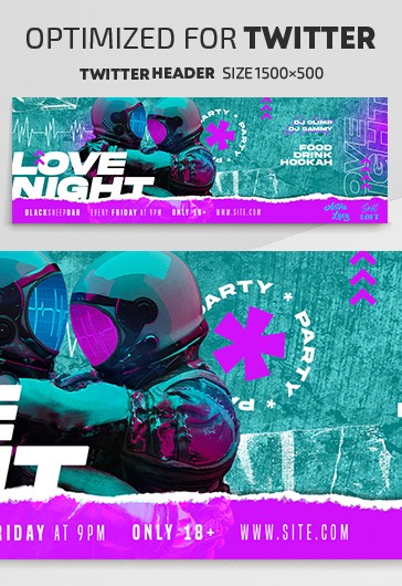 Green Modern Love Night Twitter Premium Social Media Template PSD | by ...