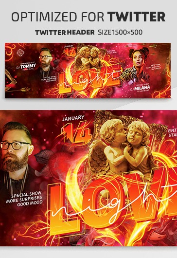 Yellow Creative Love Night Twitter Premium Social Media Template PSD ...