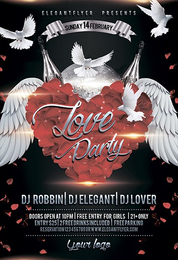 Party for Love Heart PSD Template - 10017700 | by ElegantFlyer
