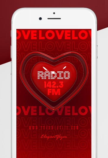 Red Modern Love Radio FM Free Social Media Template PSD | by Elegantflyer