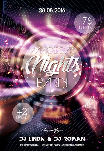 Pink Bright Magical Nights Party Premium Flyer Template PSD | by ...