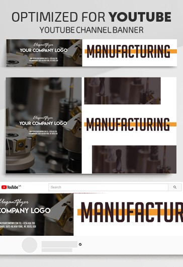 White Minimalist Manufacturing Youtube Premium Social Media Template PSD