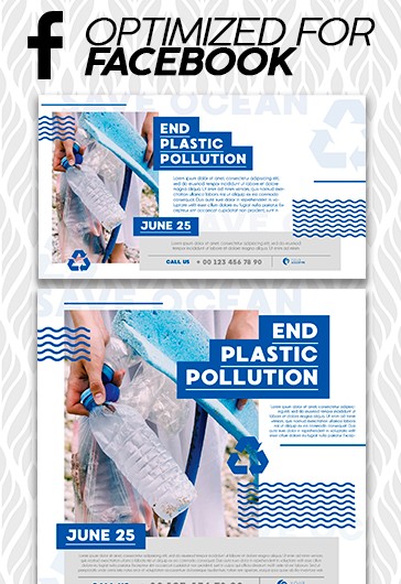 Blue Minimalist Marine Pollution Problems Premium Social Media Template PSD