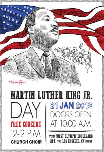White Illustrated Martin Luther King Day Premium Flyer Template PSD ...