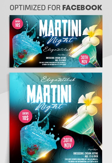 Blue Creative Martini Night Premium Social Media Template PSD | by ...