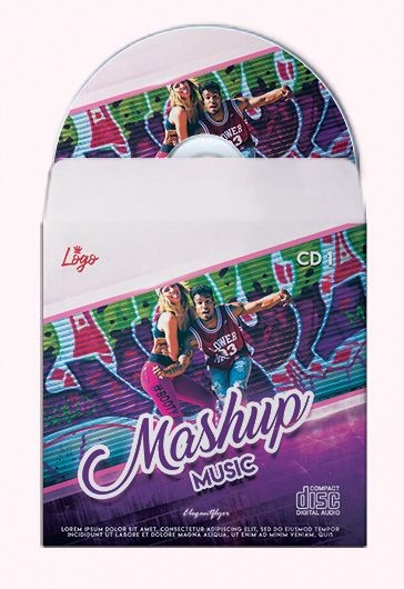 Pink Simple Mashup Music Premium CD Album Cover Template PSD | by ...