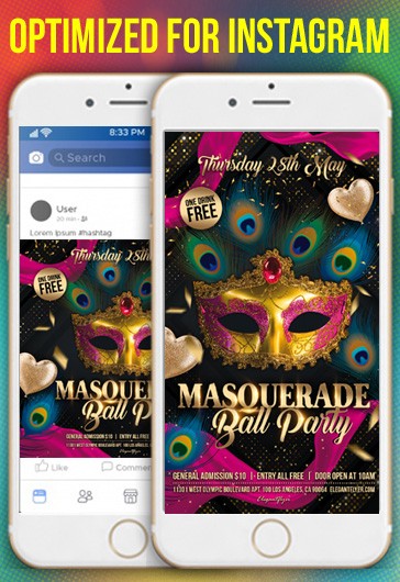 Black Luxury Masquerade Ball Party Instagram Premium Social Media ...