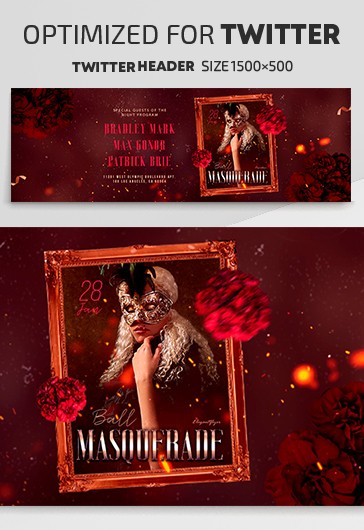Red Floral & Plants Masquerade Ball Premium Social Media Template PSD ...