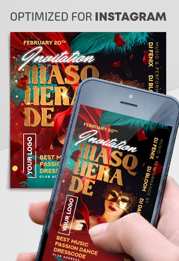 Multicolor Glamorous Masquerade Instagram Premium Social Media Template PSD