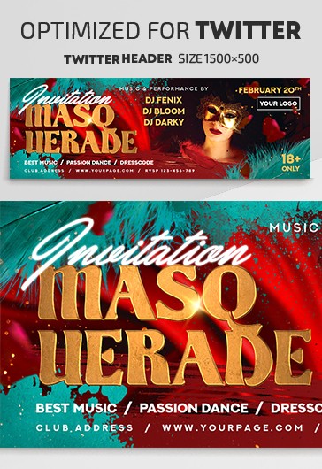 Masquerade - Twitter Header PSD Template - 10032127 | by ElegantFlyer