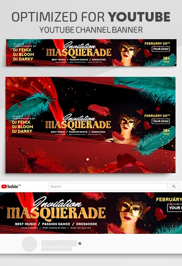 Blau Kreativ Maskerade Youtube Premium Social Media Vorlage PSD | by ...