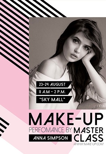 White Minimalist Make-up Master Class Premium Flyer Template PSD | by ...