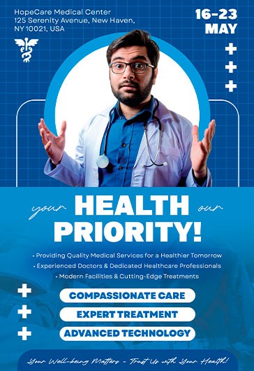 Blue Professionell medizinisches Poster Vorlage Free Poster Template PSD